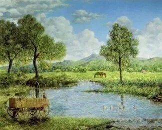 Фотообои флизелиновые Твоя планета декоративное панно Сельский пейзаж 3.15*2.54