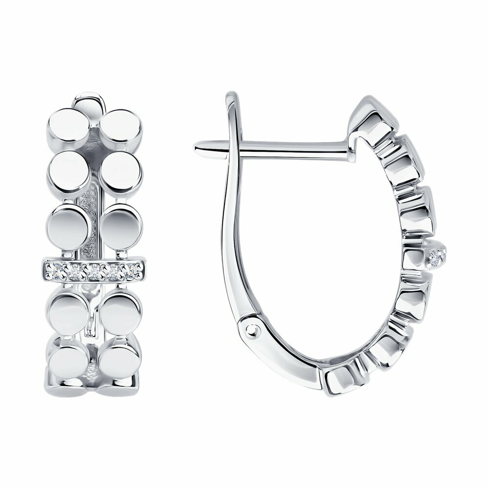 Серьги, белое золото, 585 проба, бриллиант