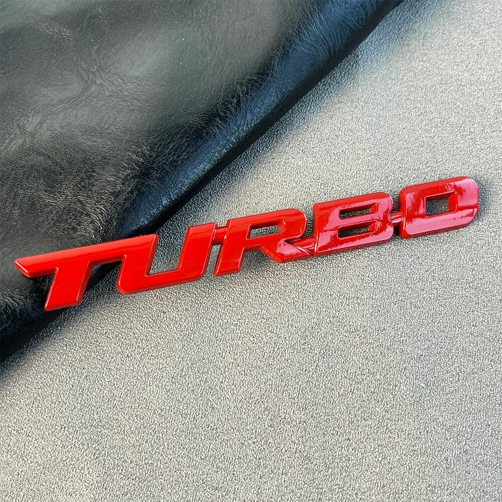 Металлическая наклейка на авто turbo красный шильдик
