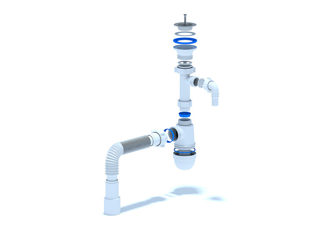 Сифон Ани Грот 1.1/4 x 40 с гибкой трубой 40 x 40/50 с отводом стиральной машины C1315