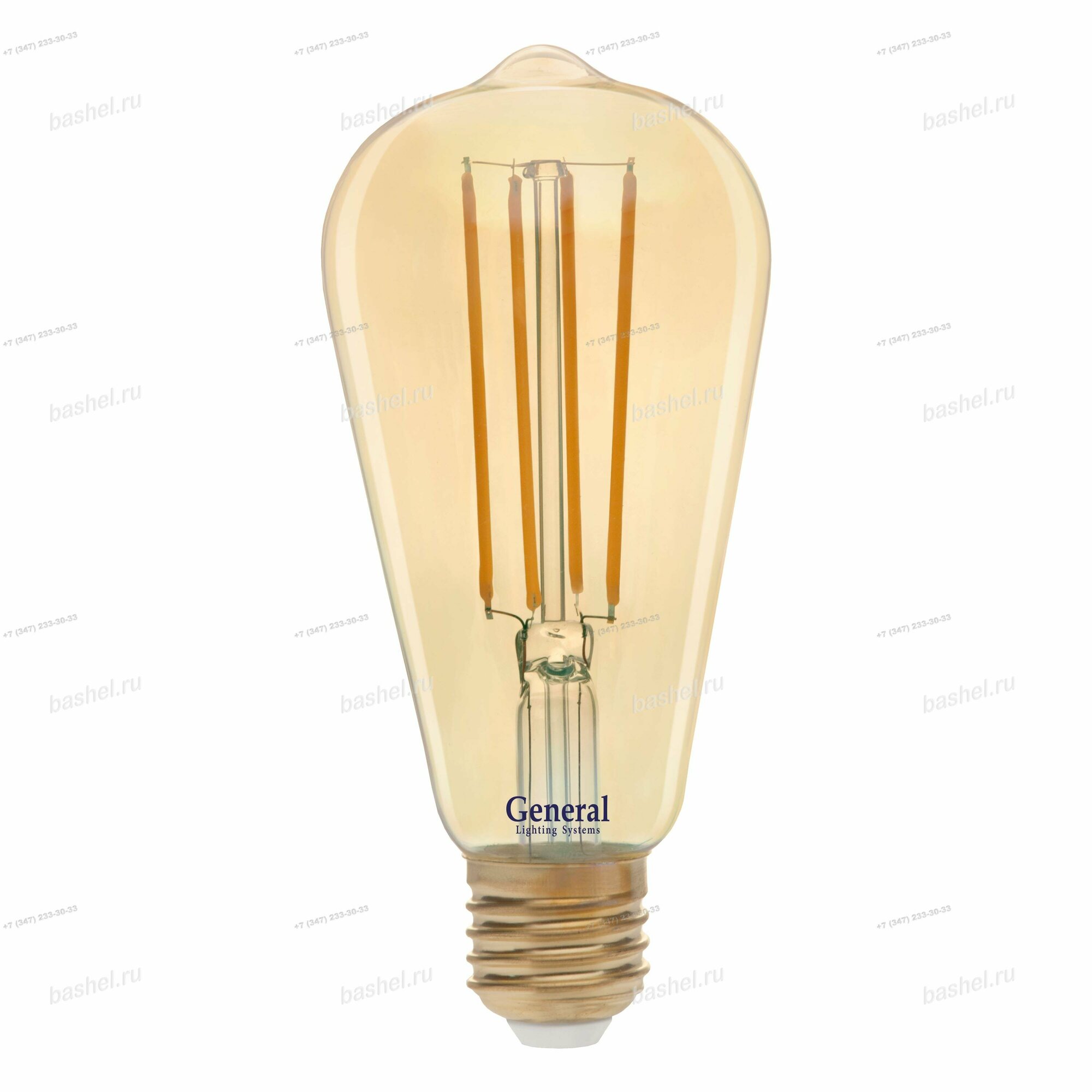 General LOFT димм. ST64S E27 13W(1025lm) 2K 64х140 филамент (нитевидная) золотая 686900, Лампа светодиодная
