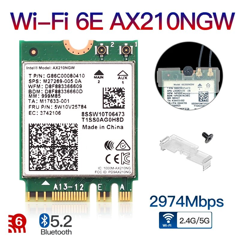 Настольный Wi-Fi адаптер Intel AX210 Bluetooth 5.3 WiFi 6E Intel AX210