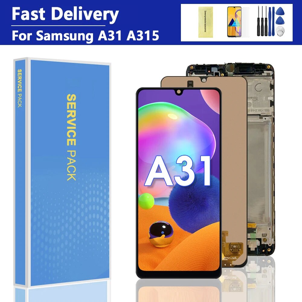6,4 "для AMOLED A31 Дисплей для Samsung A31 A315 SM-A315F ЖК-дисплей с AMOLED With Frame