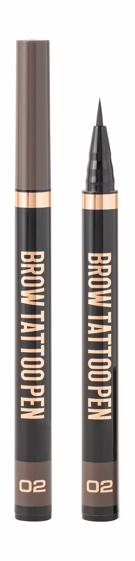 STELLARY Лайнер стойкий для бровей Brow Tattoo Pen, 0,7 мл, 02 Темно-коричневый