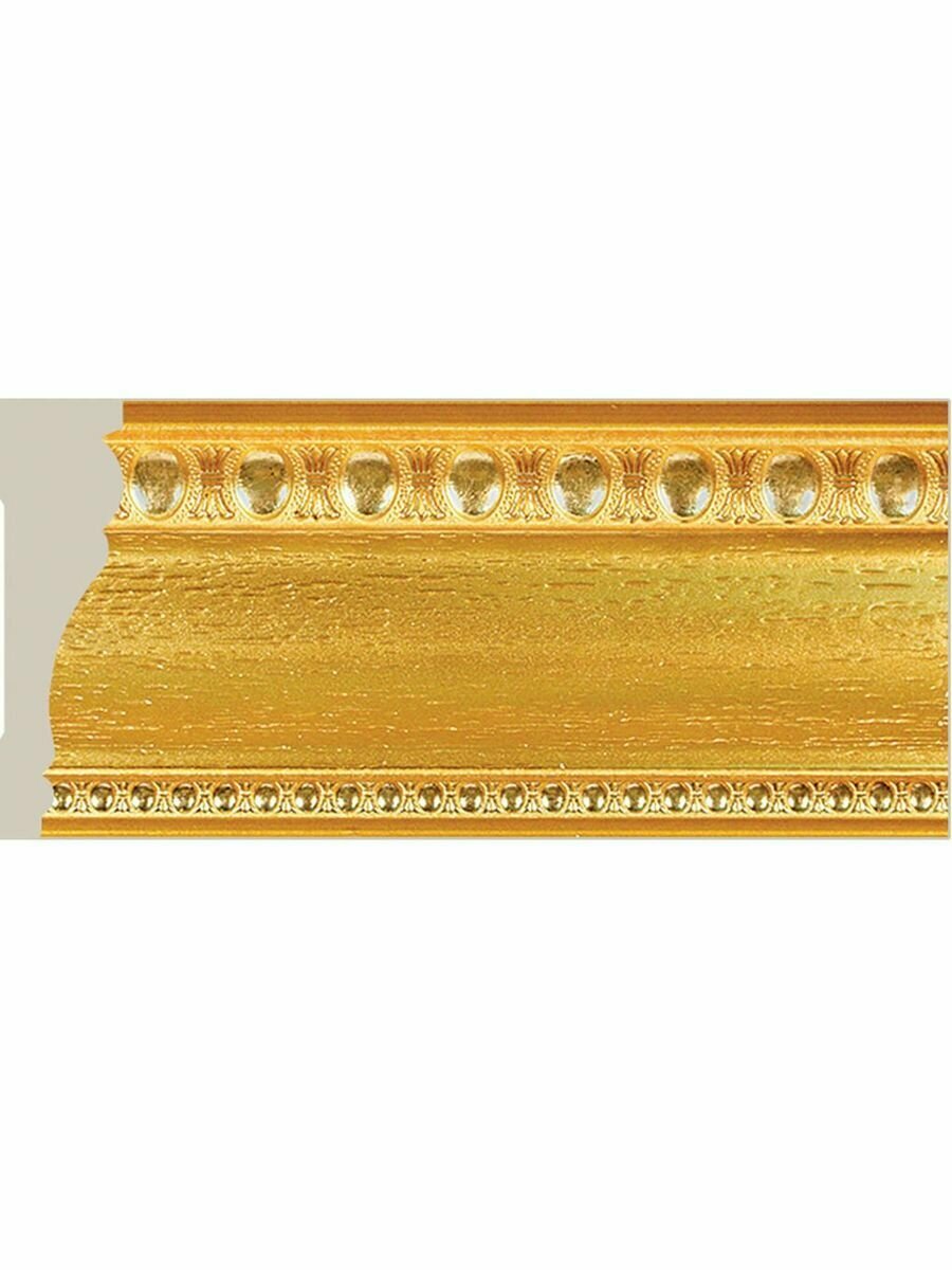 Плинтус потолочный Молдинг на стену декор, 1100х80х18 мм Золотой - 2 шт.