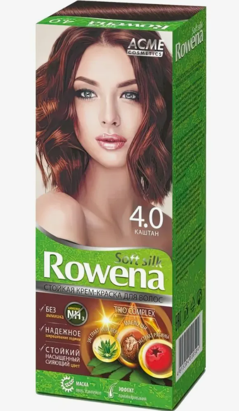 Краска для волос Rowena Soft Silk тон 4.0 каштан, без аммиака, 115 мл.