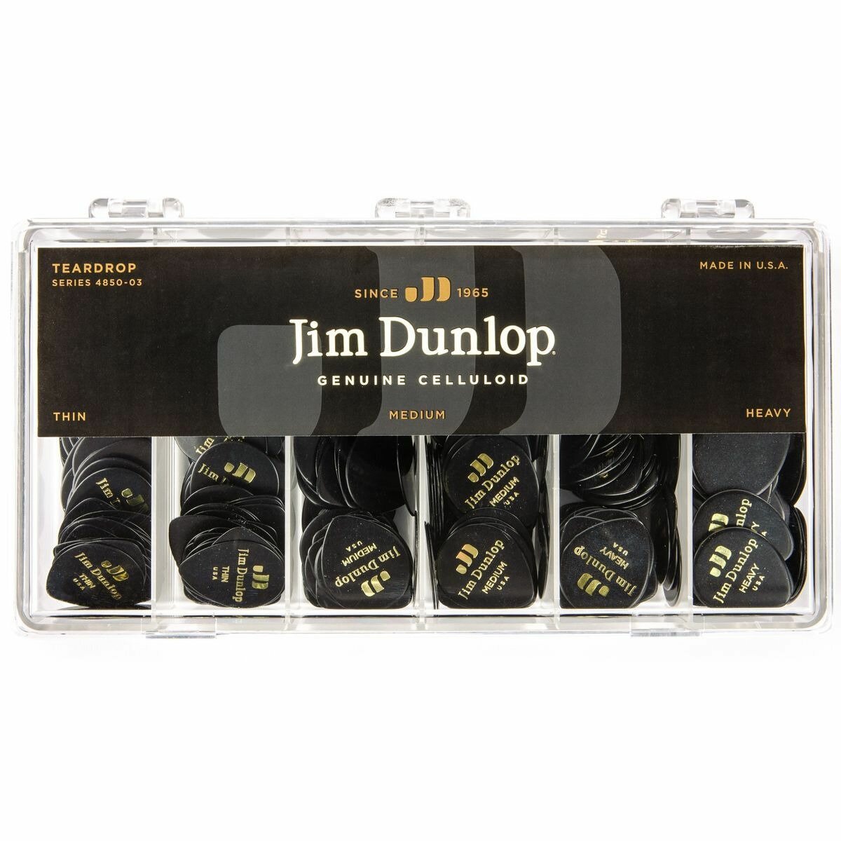 Набор медиаторов 432шт. Dunlop 485003 Celluloid Black Teardrop Display