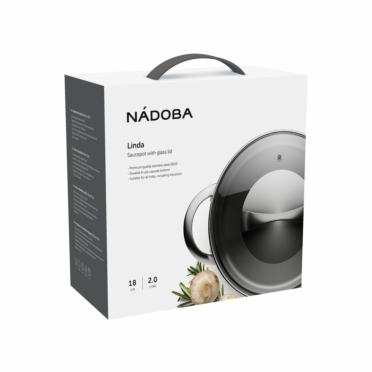 Кастрюля 2 л из нержавеющей стали с крышкой в подарочной упаковке, LINDA