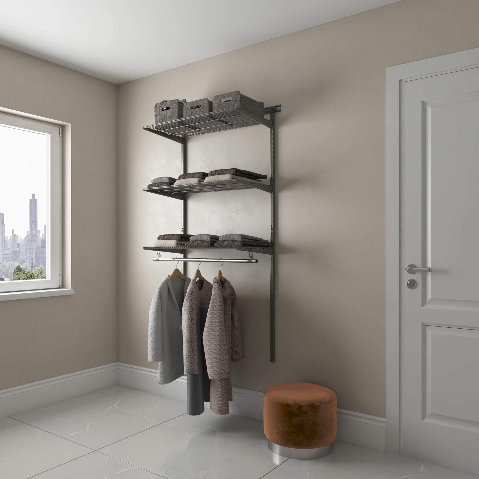 Практик Гардеробная система Home Basic G90, Металл, 95х45х200 см Черно-серый