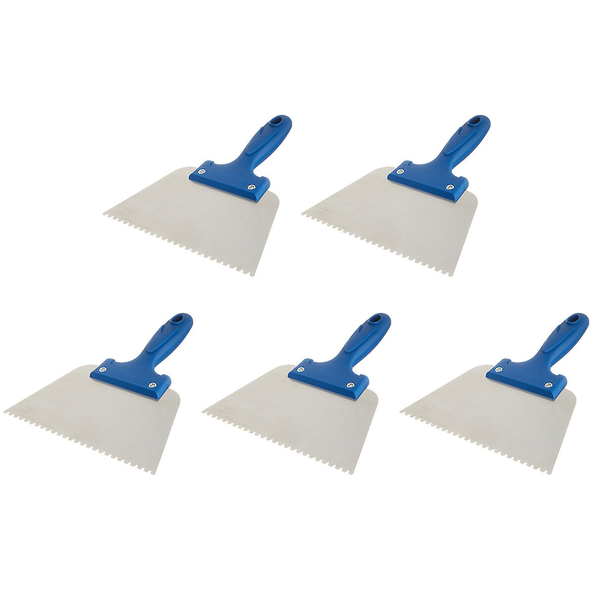 Шпатель для клея зубчатый 180 мм В3 нержавеющая сталь с пластиковой ручкой (5 шт.)