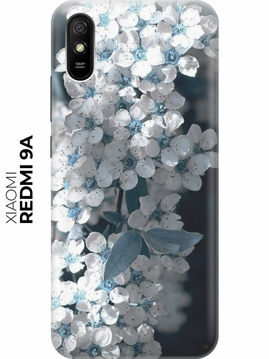 Силиконовый чехол Бело-голубые цветочки на Xiaomi Redmi 9A / Сяоми Редми 9А