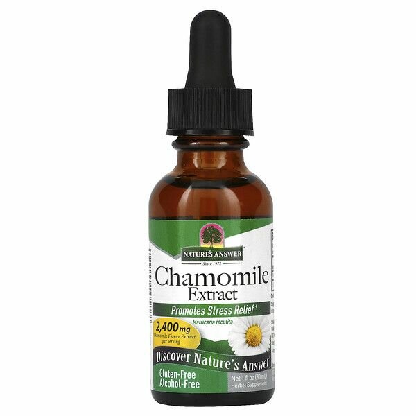 Nature's Answer, Экстракт ромашки от стресса и тревожности, Chamomile Extract, без спирта, 2,400 мг, 30 мл