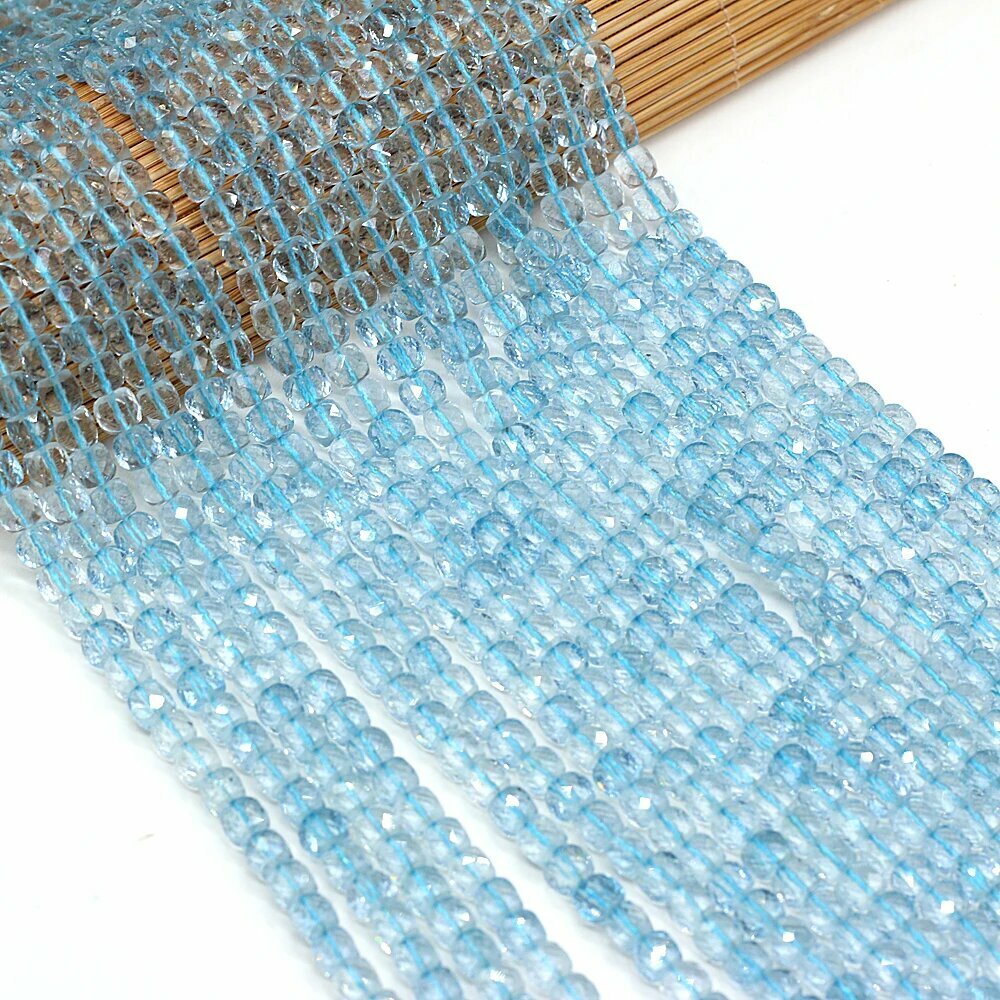 Натуральные полудрагоценные камни, синие топа, граненые, нерегулярные, квадратные, из бисера, изготовление ювелирных изделий, ожерелье, браслет, аксессуары