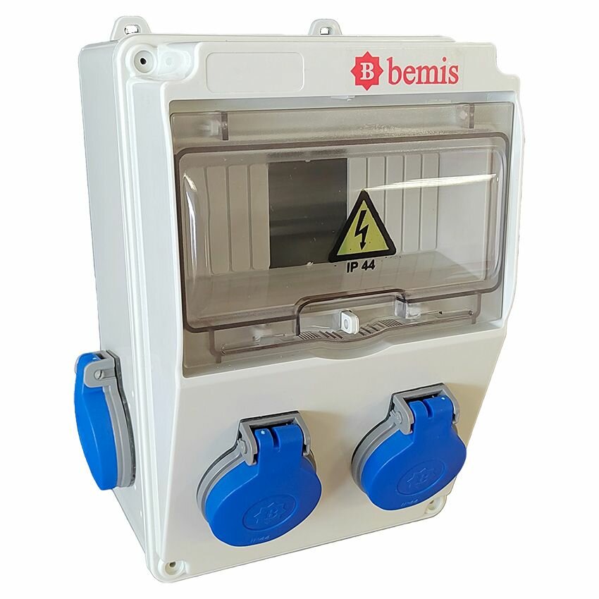 Щиток для 7 автоматов, с 4 Sсhuko розетками, IP44, Bemis, BD5-2202-2020