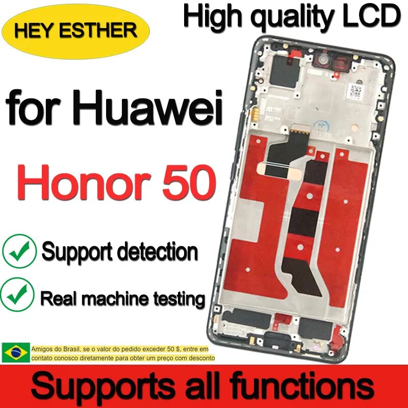 Оригинальный OLED-дисплей 6,57 'для замены для Huawei Honor 50, телефон, ЖК-дисплей с сенсорным экраном Original Green Frame