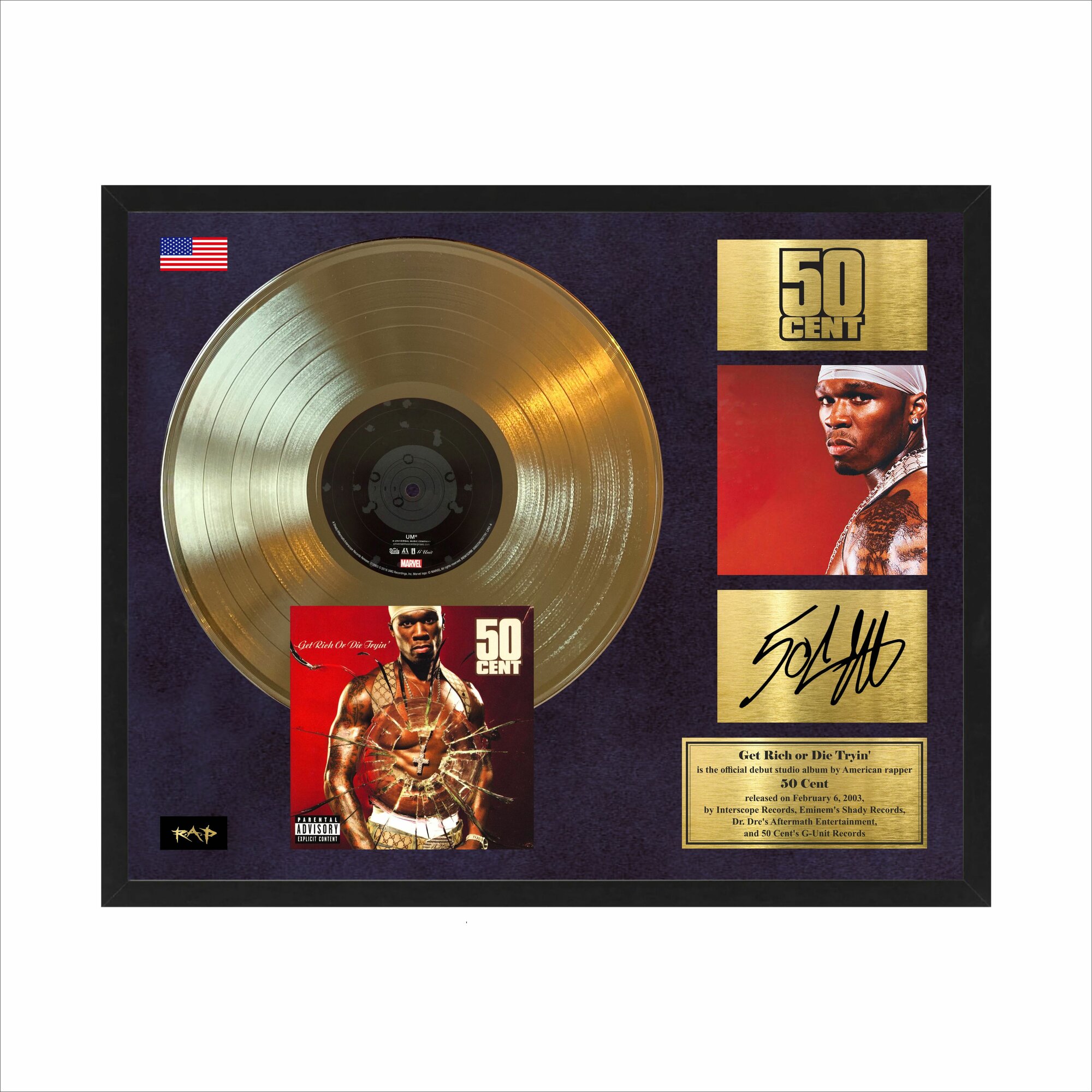 Виниловая пластинка 50 Cent в рамке