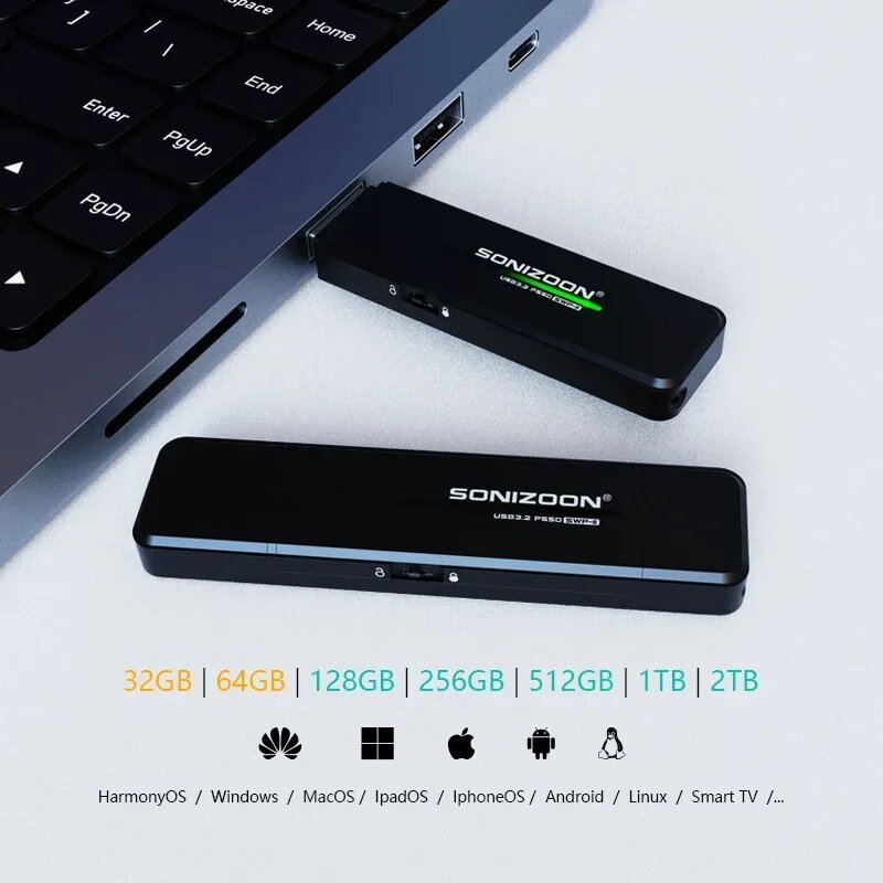SONIZOON SWP-II твердотельный USB-накопитель 2 ТБ черный MLC32GB