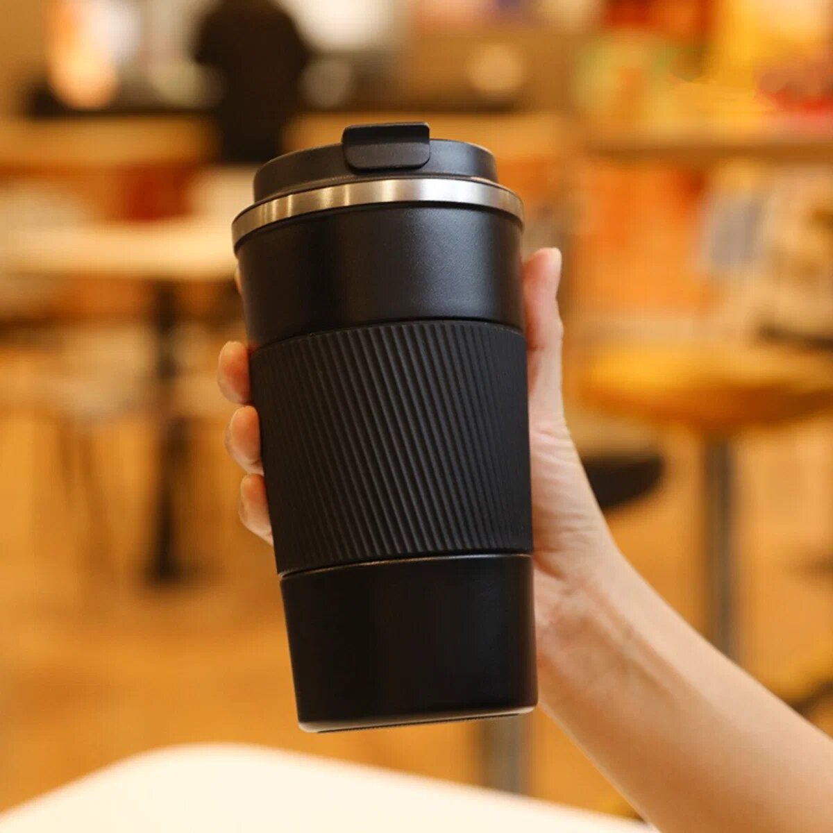 Термокружка для кофе, термостакан, 500мл, термос, автомобильная, из нержавеющей стали, с крышкой, непроливайка, металлическая