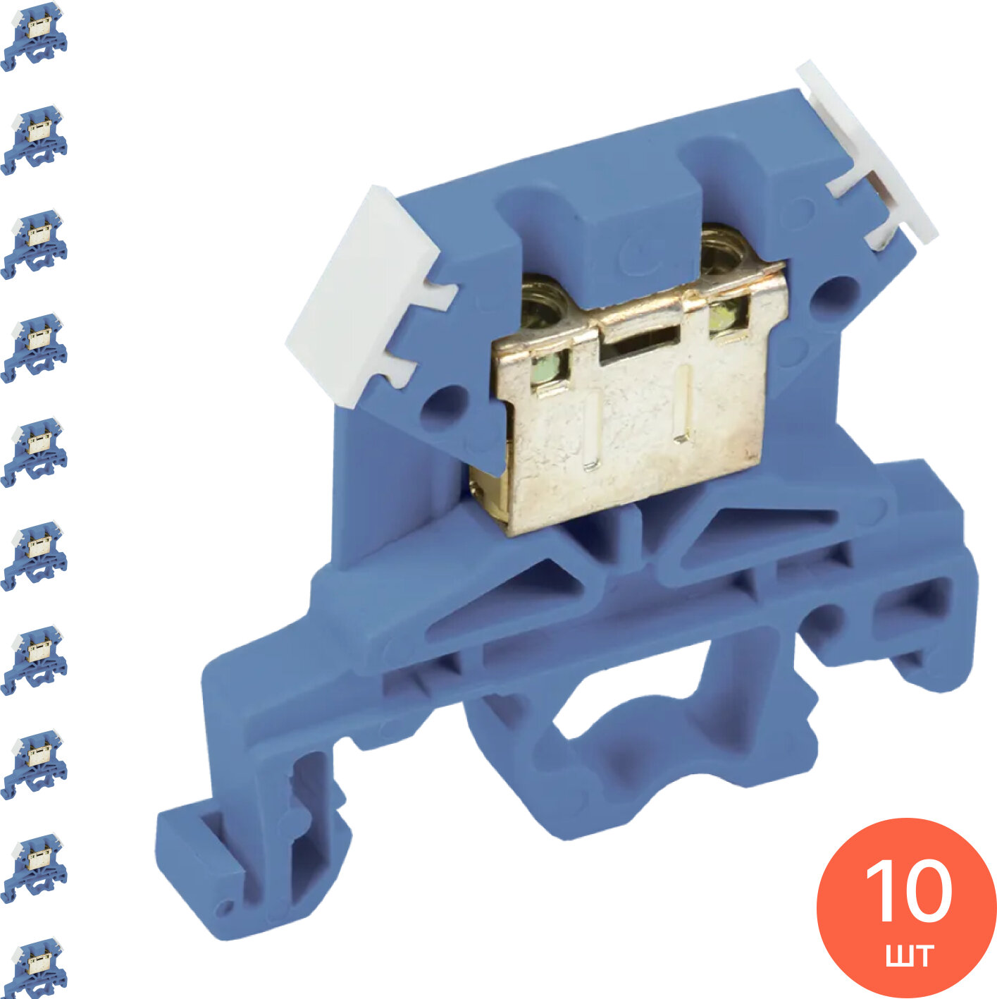 Клемма для проводов IEK / ИЭК ЗНИ-4мм2 (JXB35А), наборная винтовая, корпус огнестойкий полиамид, синий, 45.5х6.3мм, 1шт. / зажим (комплект из 10 шт)