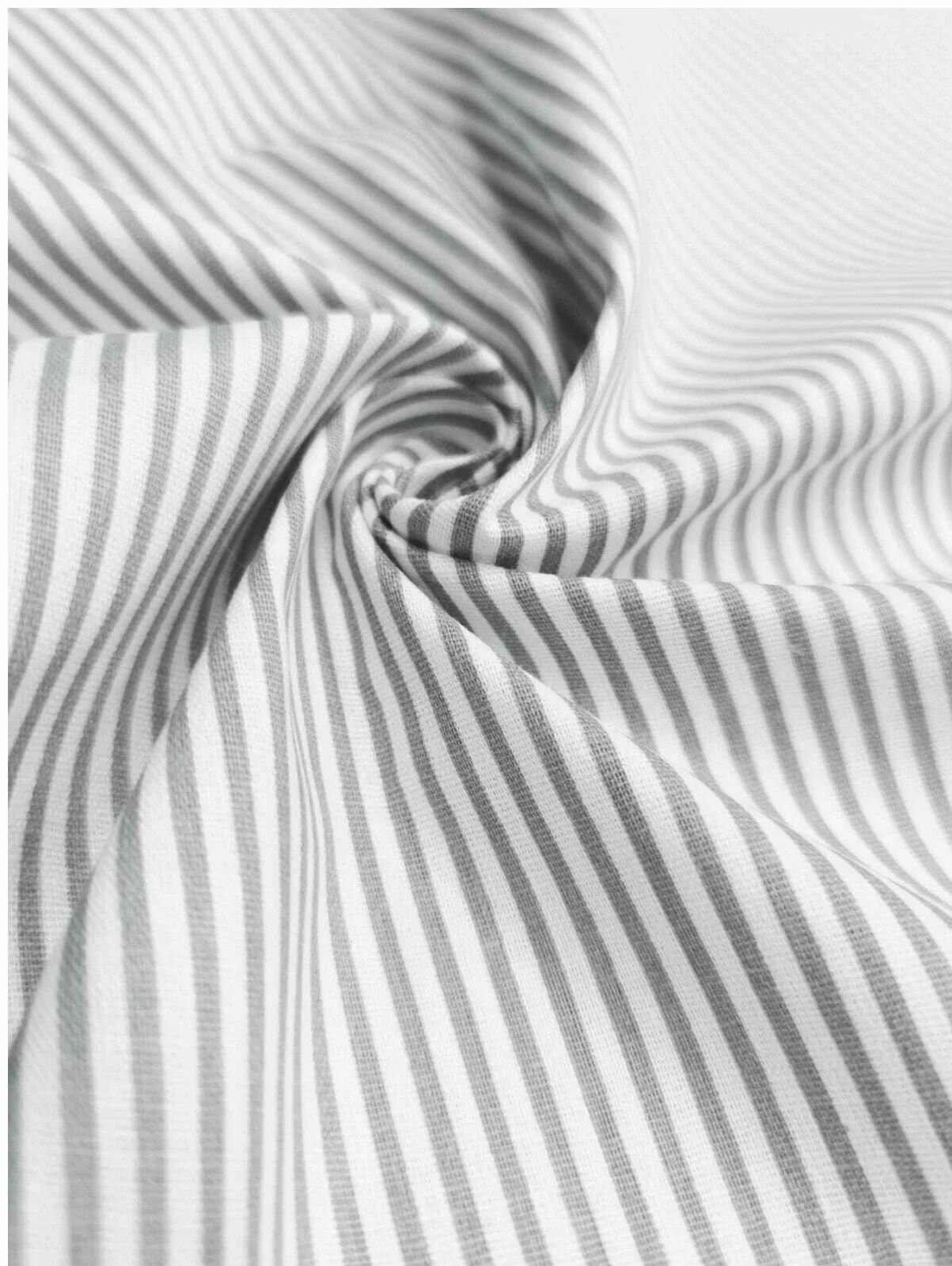 Ткань для шитья хлопок, Бязь, Отрез - 0,6 х 1,5 м Полоска серая