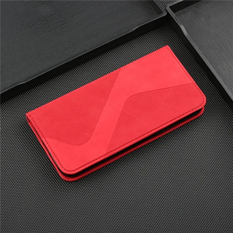 Красный кожаный чехол-книжка Poco X6 5G