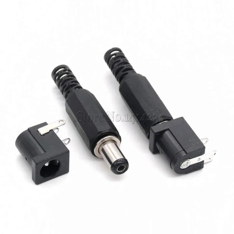 Разъем постоянного тока 5,5*2,1 5,5x2,1 мм, разъем питания постоянного тока, мужской, женский, всего 10 шт. (Мужской, 5 шт. + Женский, 5 шт.), Φ мощность