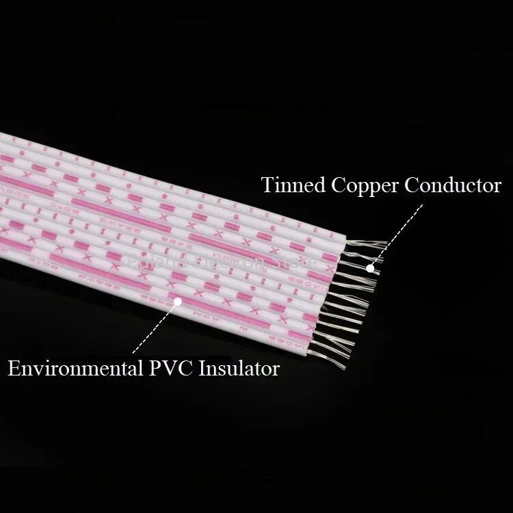 Плоский гибкий кабель UL2468 24 26AWG 6P-12P 300В 10P, 26AWG Red White, 2 meters