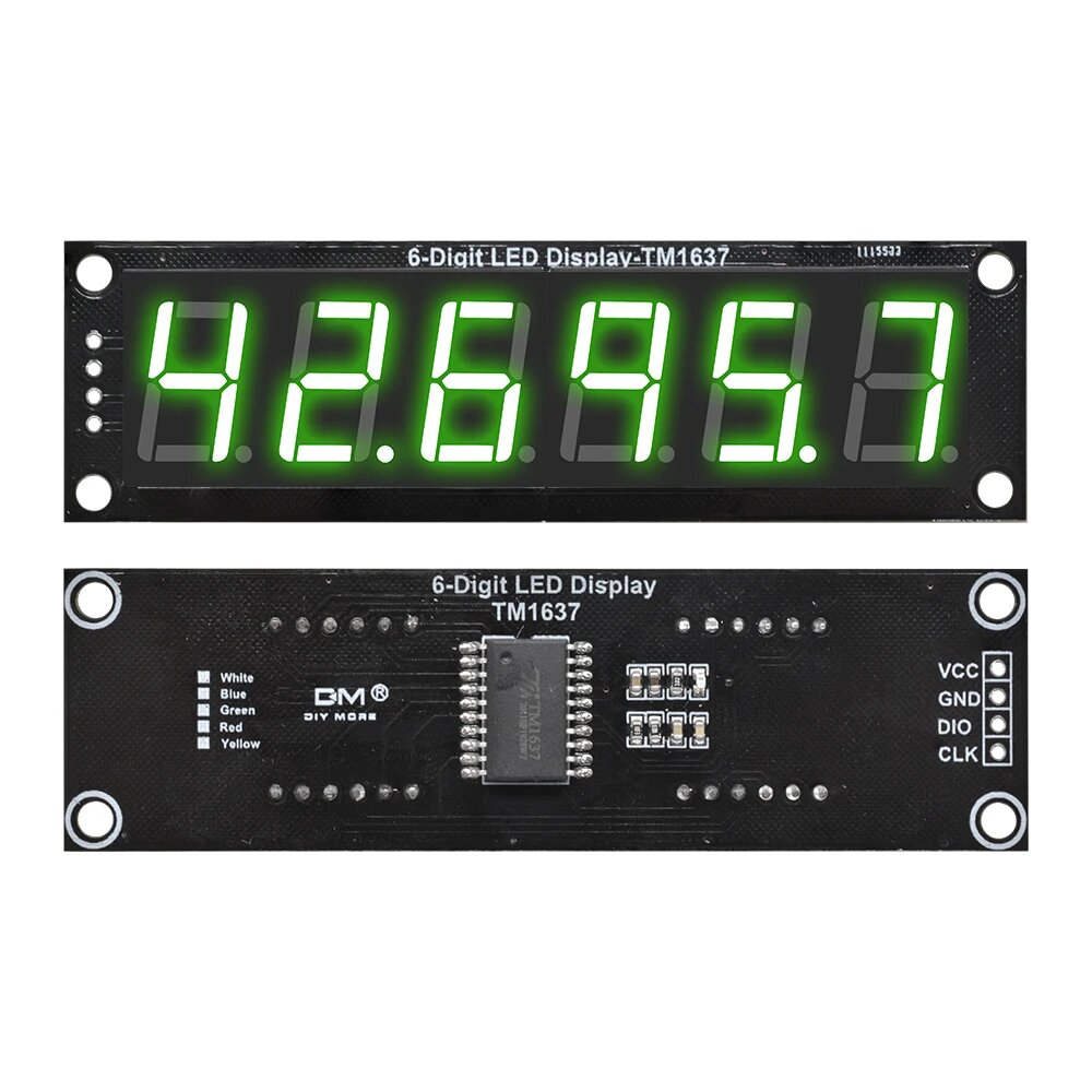 6-разрядный LED дисплей TM1637, 0.56", зеленый