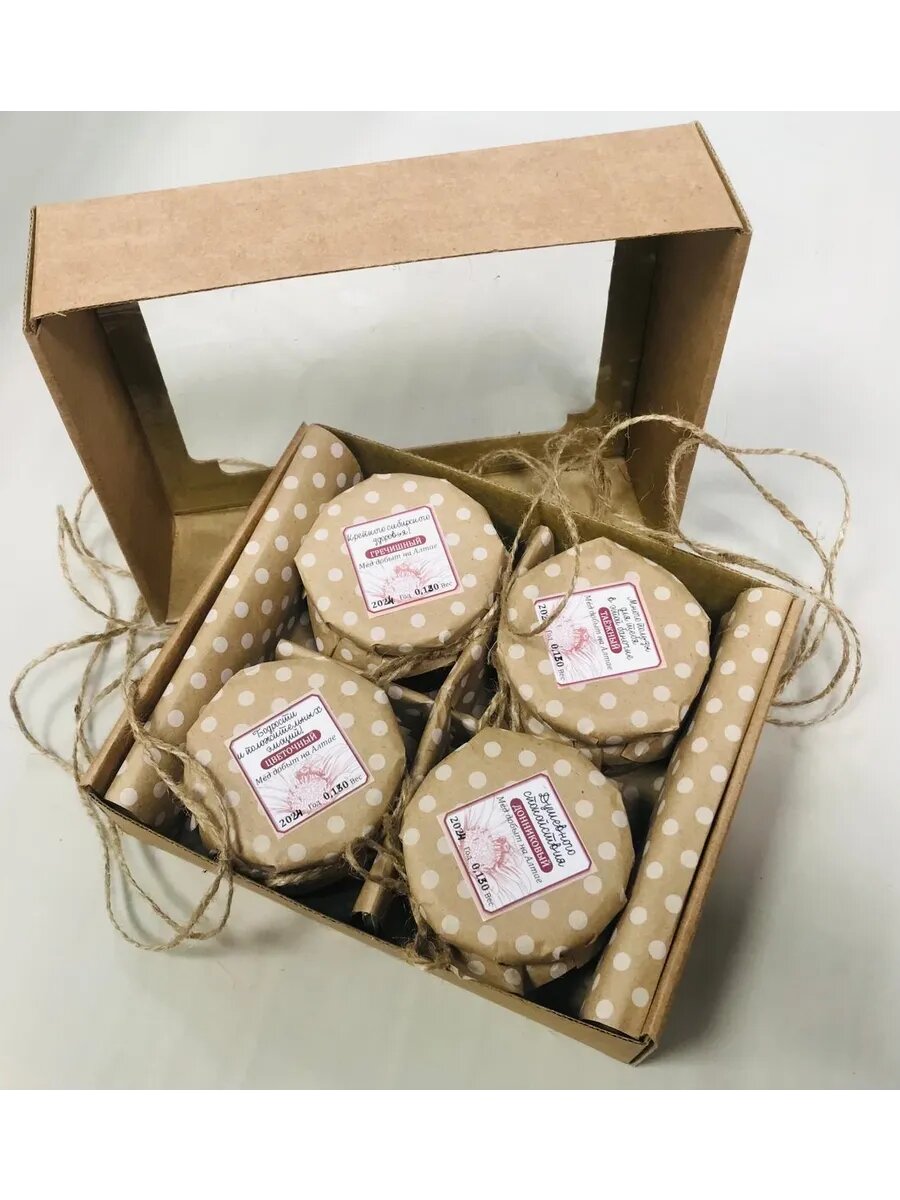 Набор Алтайского меда с пожеланиями 4х 150 (130гр), 2025