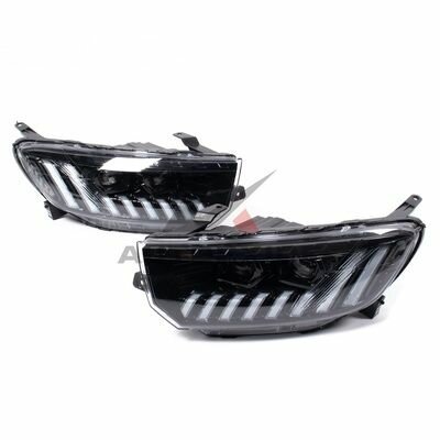 Фары передние комплект Лада Гранта FL ФЛ в стиле Audi ауди с бегающими поворотниками и двойными BI-LED линзами, оптика на ВАЗ,