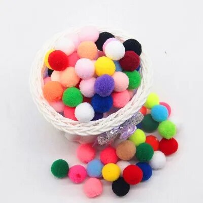 Мягкие помпоны 8-30 мм Белый, mix, 18-20mm 10g 30pcs