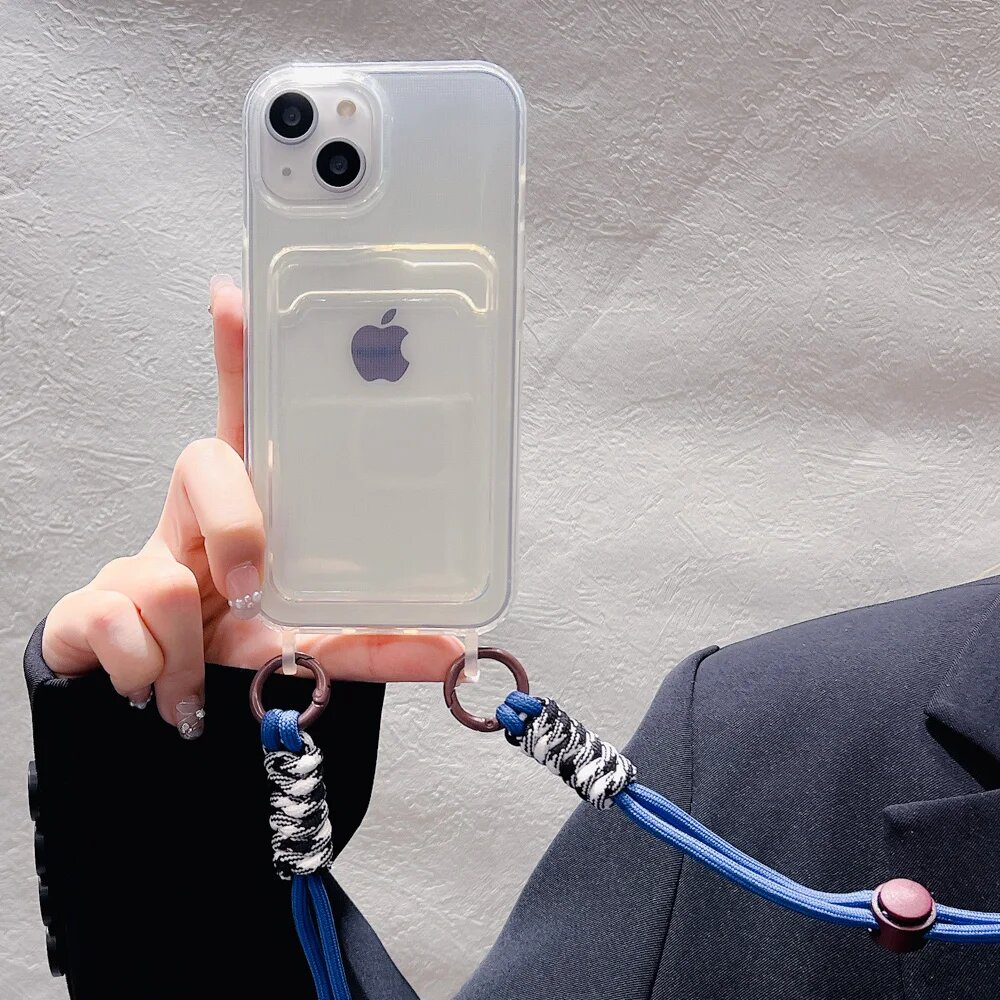 Чехол для телефона со шнурком и держателем для карт для iPhone 16, Funda iPhone 17 Pro Max 11 15 13 14 Plus 12 Air XR X Xs 7 8 SE 6S, силиконовый чехол SJS002, For iPhone16