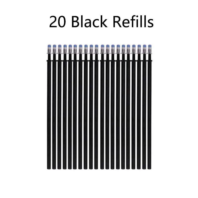 Гелевые ручки EYBOP, набор из 2 шт, перезаправляемые, 0,5 мм, черный/синий/красный/зеленый/оранжевый/фиолетовый Черный, 20 Pcs Black refill