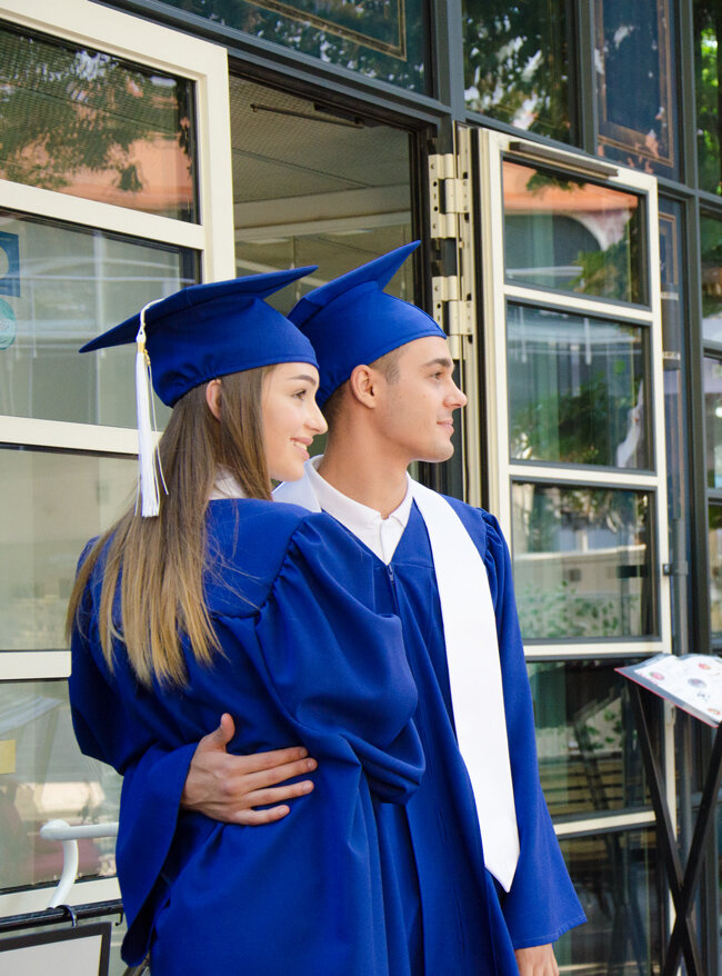 Мантия выпускника (комплект) - Модель Стандарт - цвет синий