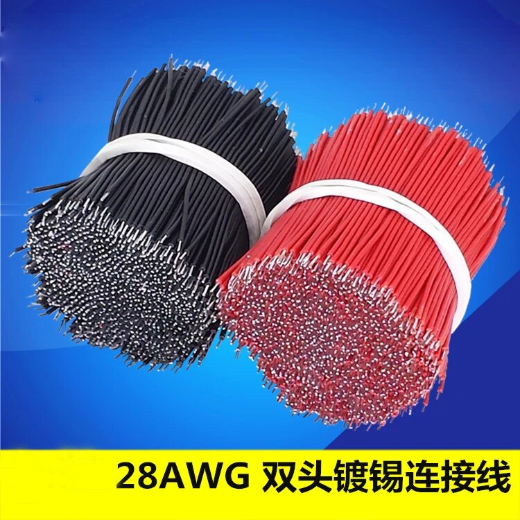 Черный кабель для пайки 28AWG, 12 см, 1000 шт