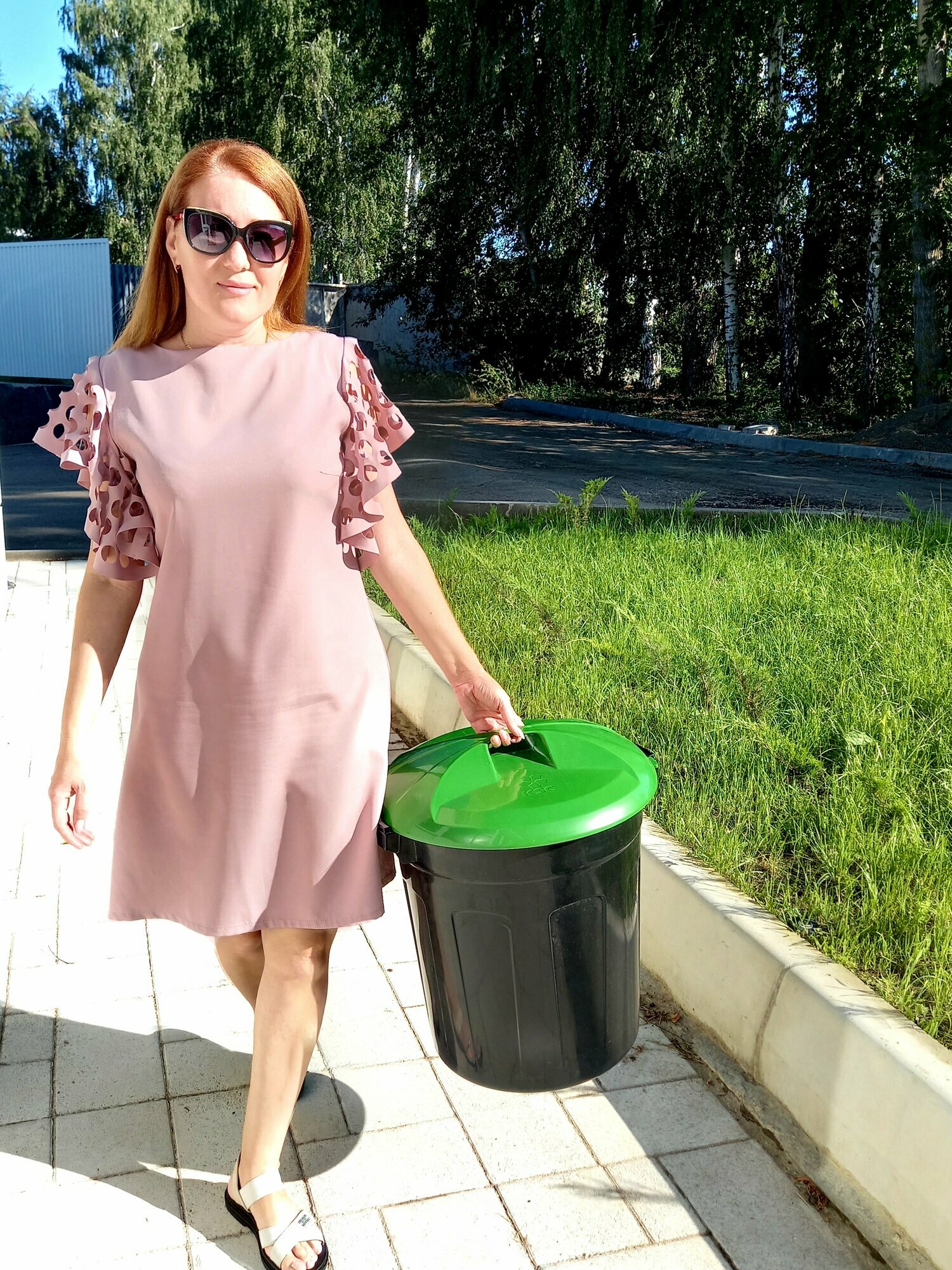 Мусорный бак 50л, с крышкой и ручкой, бак для мусора 50 литров, KSC