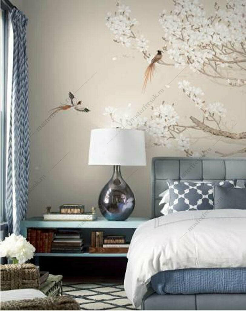 Фотообои Белая сакура 15-941-M 275 х 430 см (ВхШ) Бесшовные, флизелиновые, влагостойкие обои MasterFresok