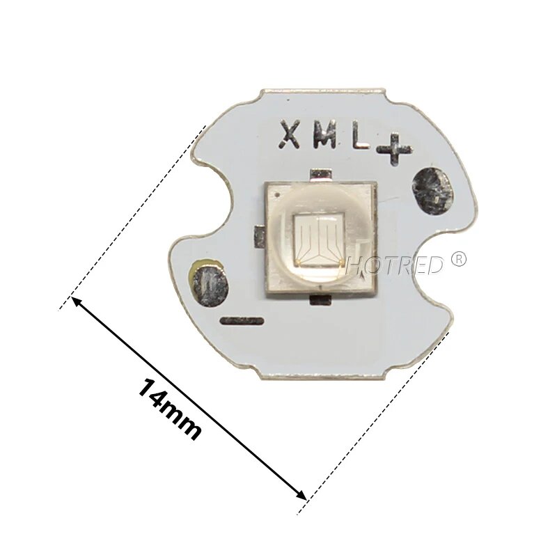 УФ светодиод HotRed 10 Вт фиолетовый Белый, On 14mm Aluminum PCB, 10W 395-400nm