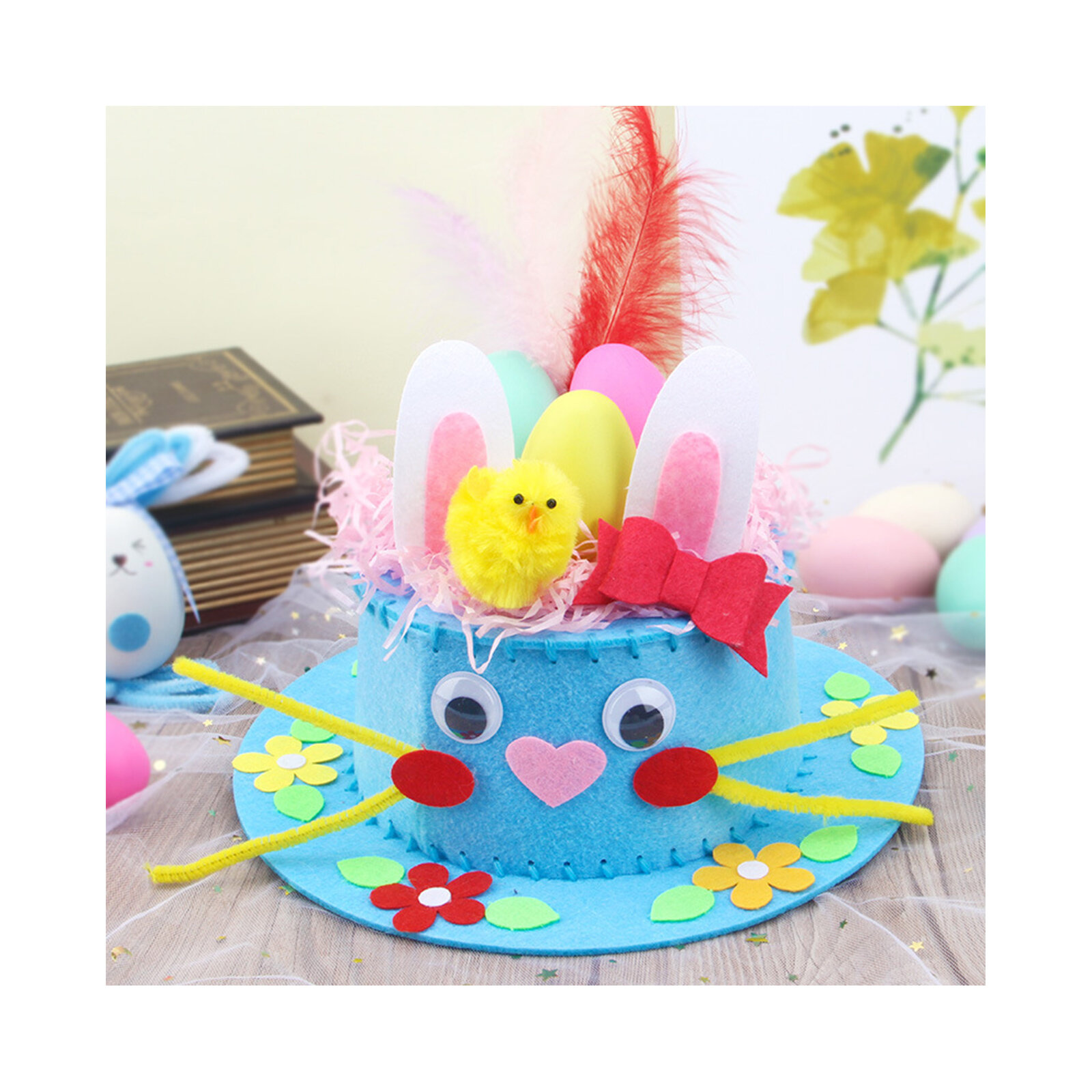 Упаковка материалов для шляпы ручной работы из нетканого материала Easter egg bunny DIY-Синий