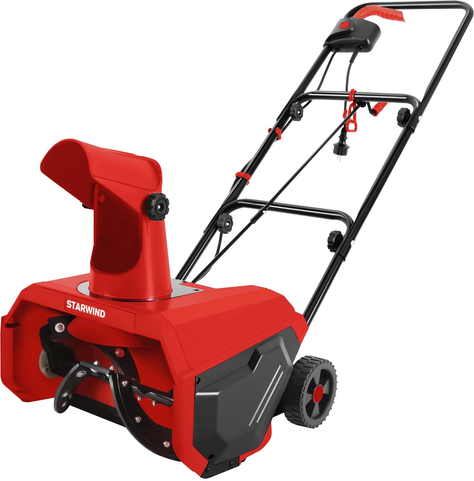 Снегоуборщик электрический Starwind EST-1600, 1.6 кВт, выброс 4 м, шнек с резиновыми накладками, красный