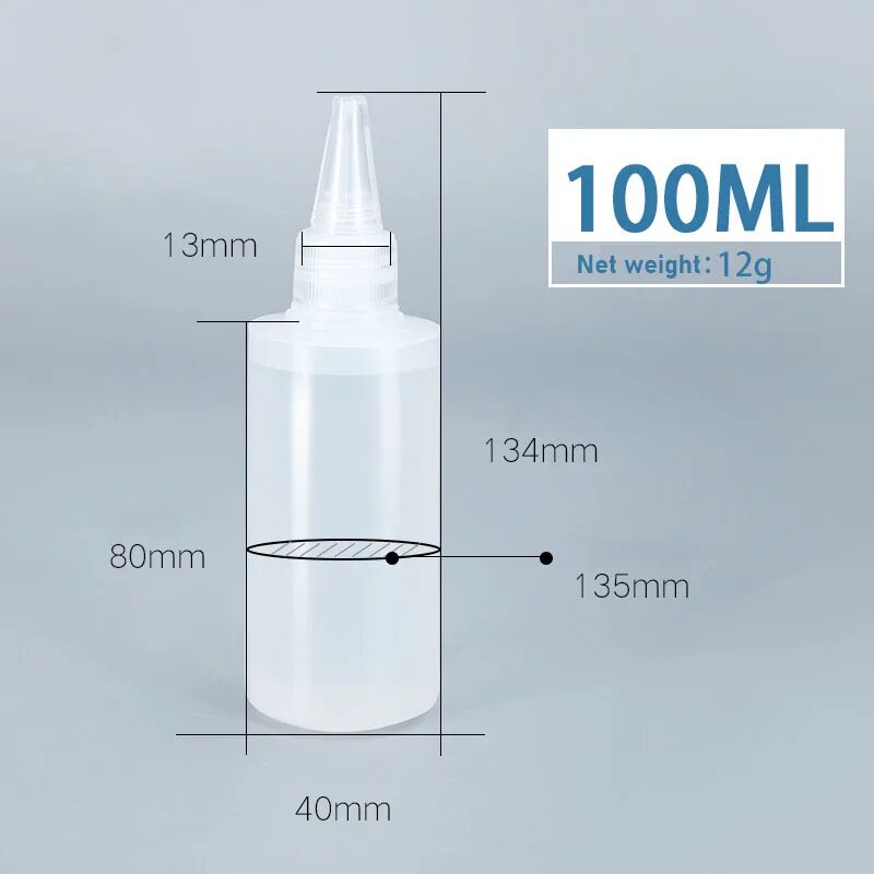 MOONBIFFY Многоразовые пластиковые бутылки для клея 30/60/100 мл 100ml