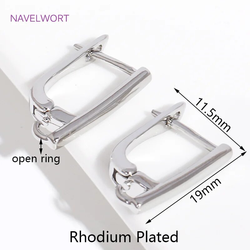 Сережки-кольца NAVELWORT, Rhodium Plated, 19x11.5 мм