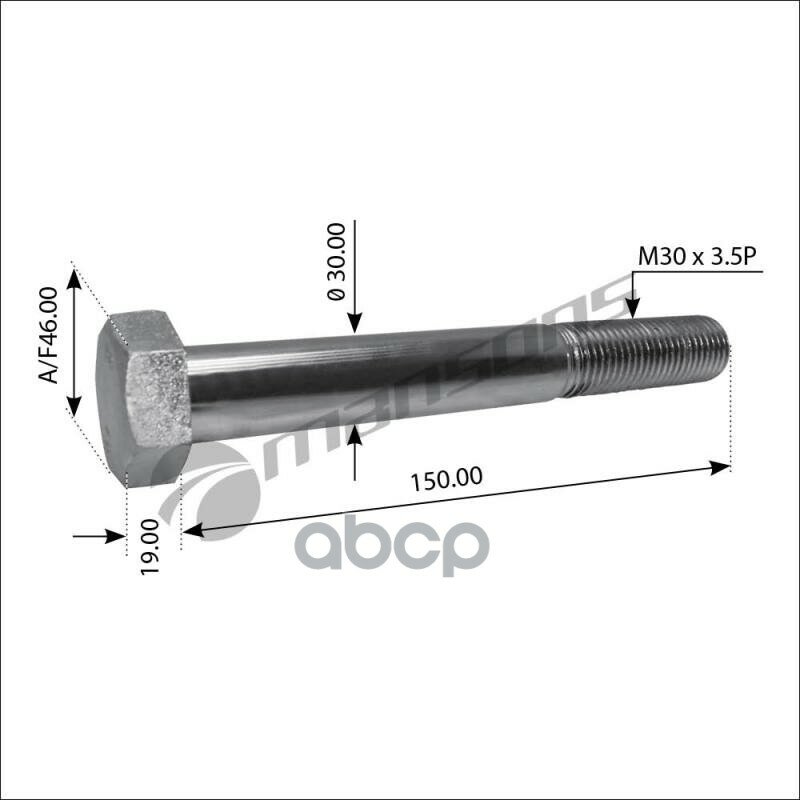 Болт рессоры! M30x3.5x50 L=150 SW46 BPW Mansons арт. M30150