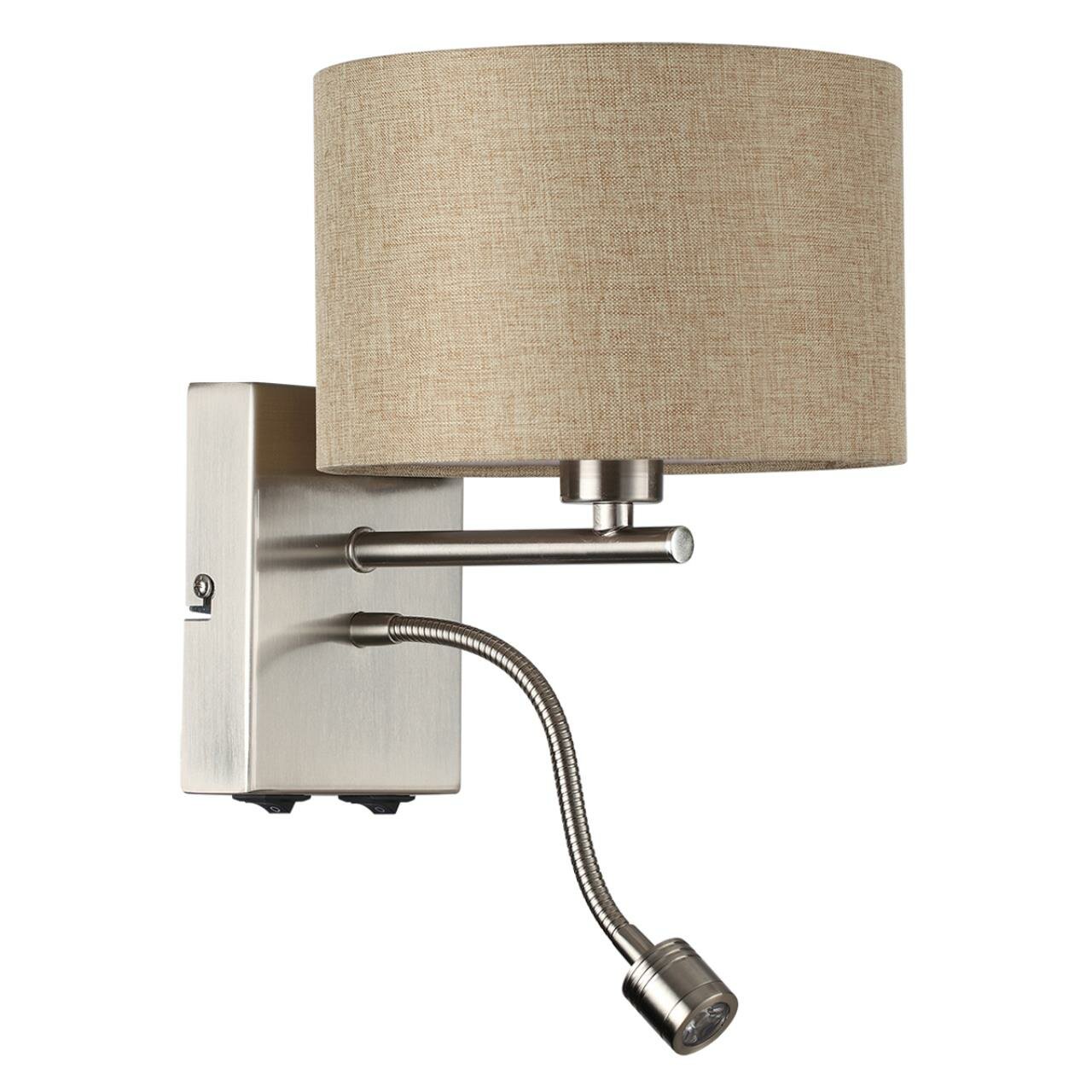 8250/2W MODERNI LN25 000 никель/бежевый, металл/текстиль бра Е14 40W+ LED 3W 4000K 220V NIKKI Lumion
