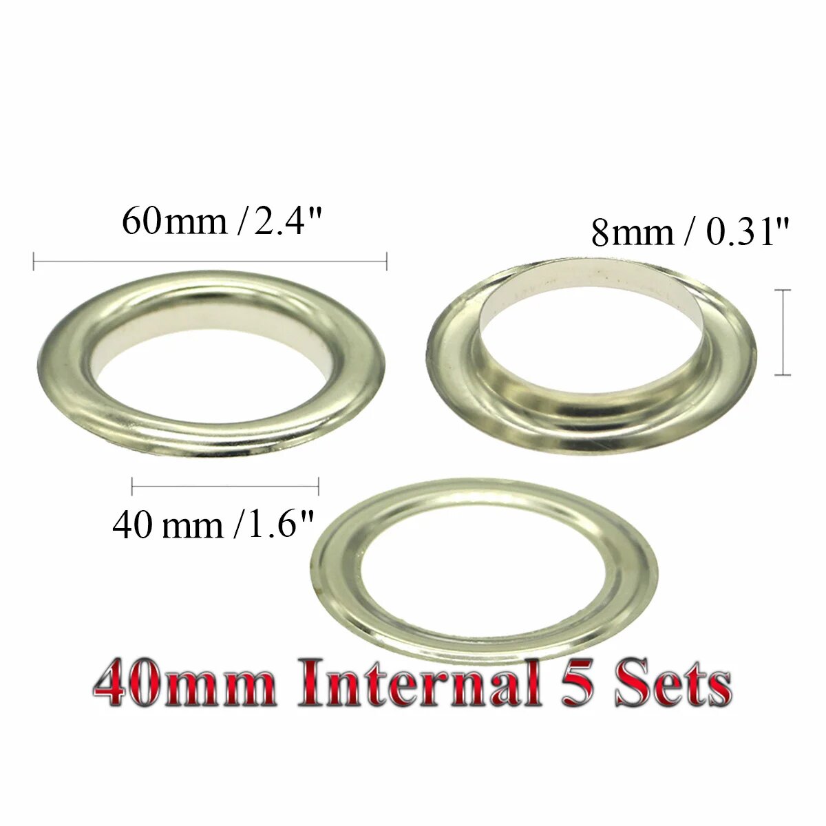 Металлические люверсы из меди 25/30/40 мм 40mm silver 5 sets