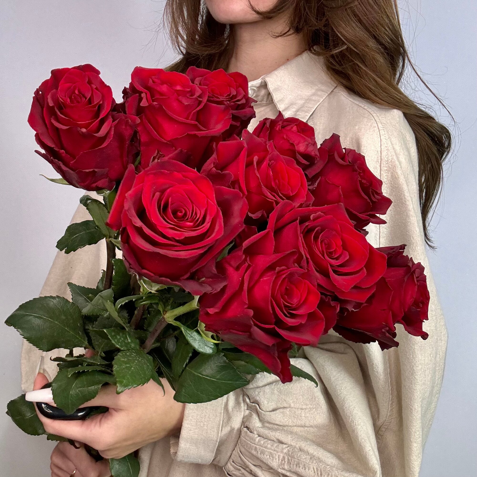 Монобукет эквадорских красных роз «Эксплорер» 11шт Ver. Flowers