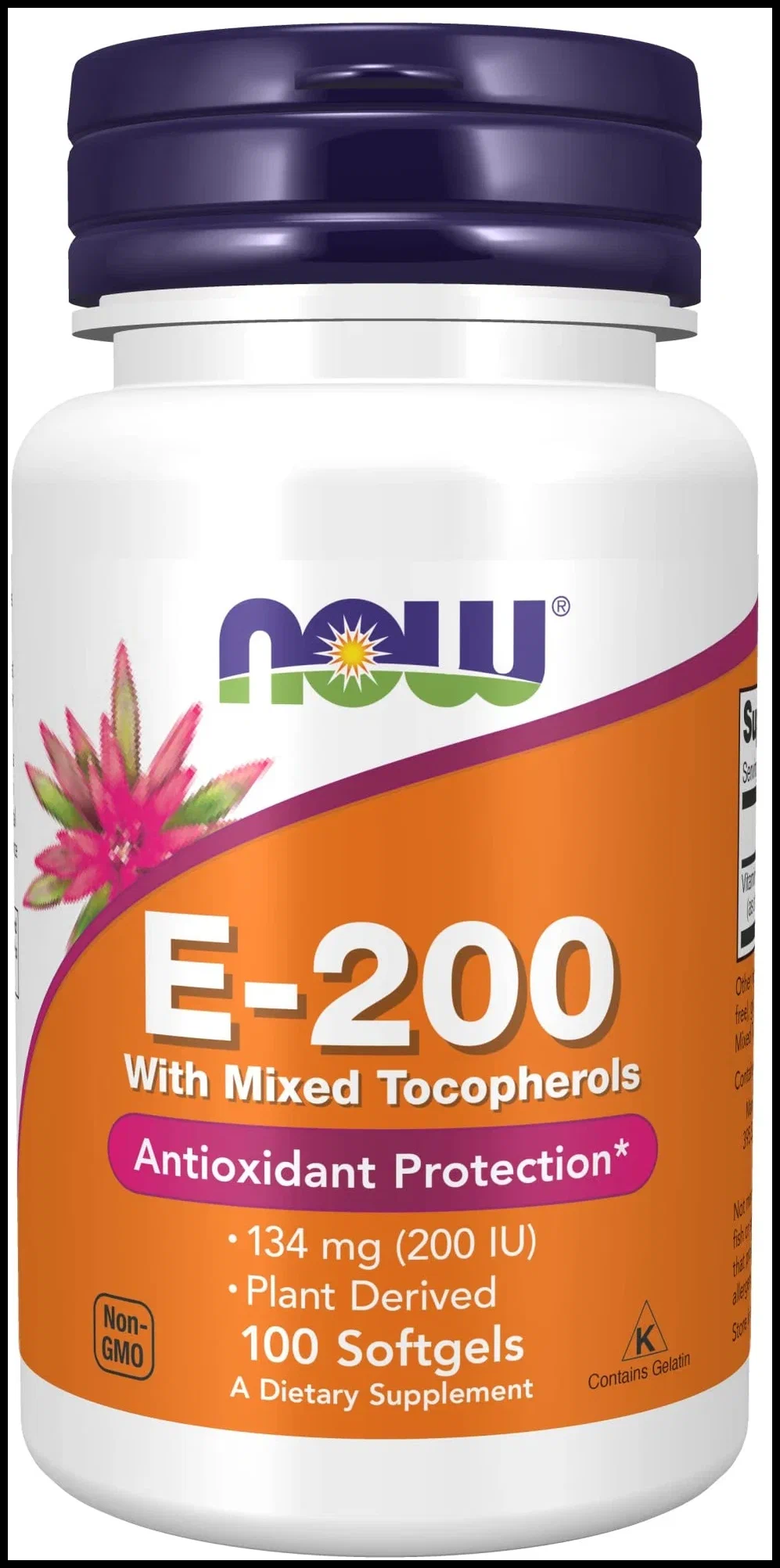 NOW Foods, Vitamin E-200 with Mixed Tocopherols, Витамин Е смешанные токоферолы в мягких капслулах, 200 ME, 100 шт.