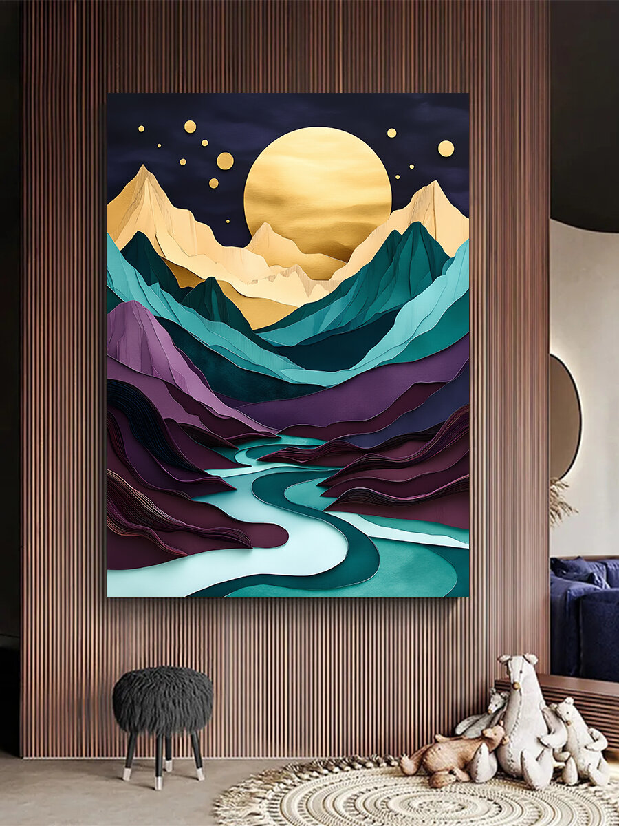 Пейзаж / природа, картина 3д / объемная, постер на холсте, 20х30 см, киригами