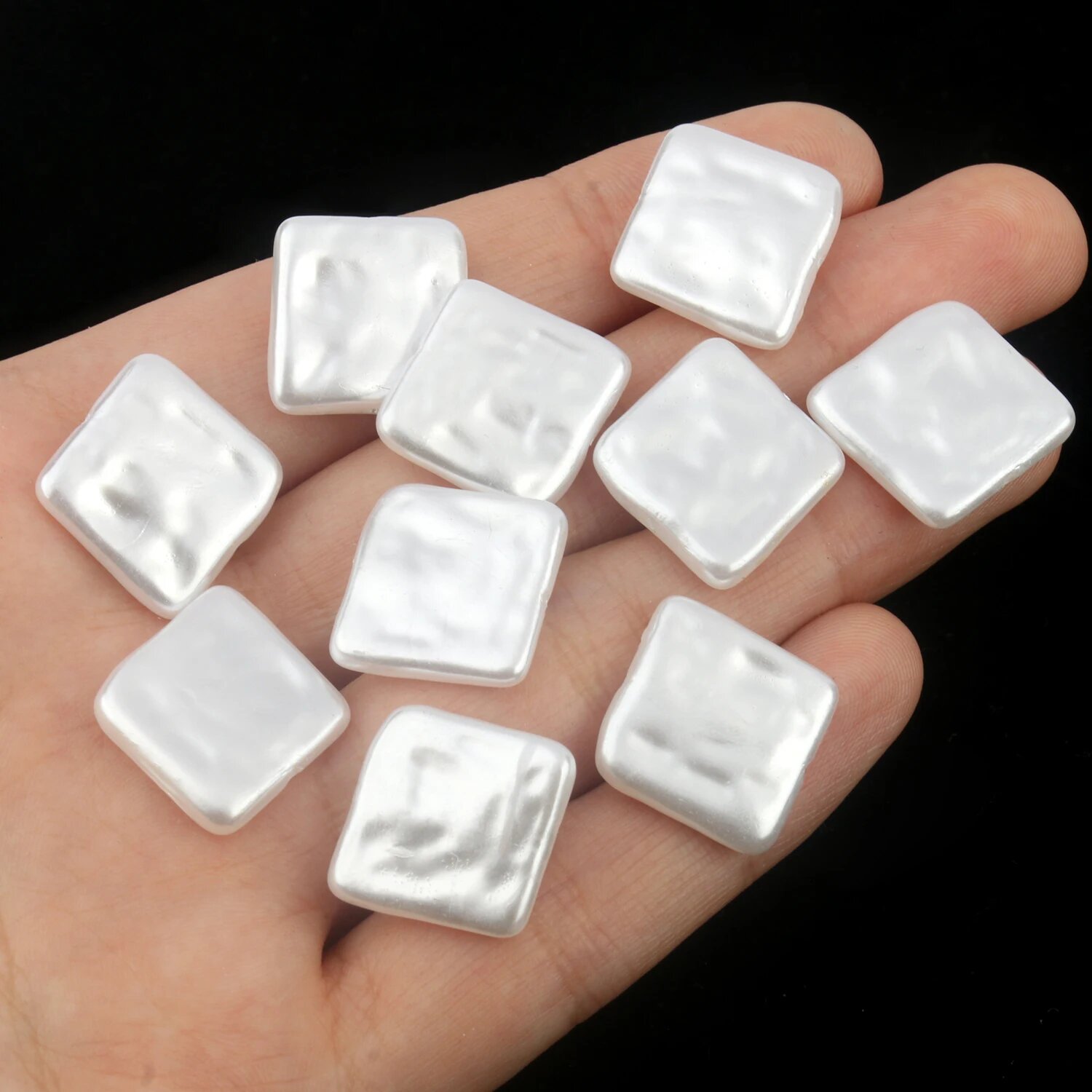 Белые квадратные жемчужные бусины 16x16x4mm, 10 шт