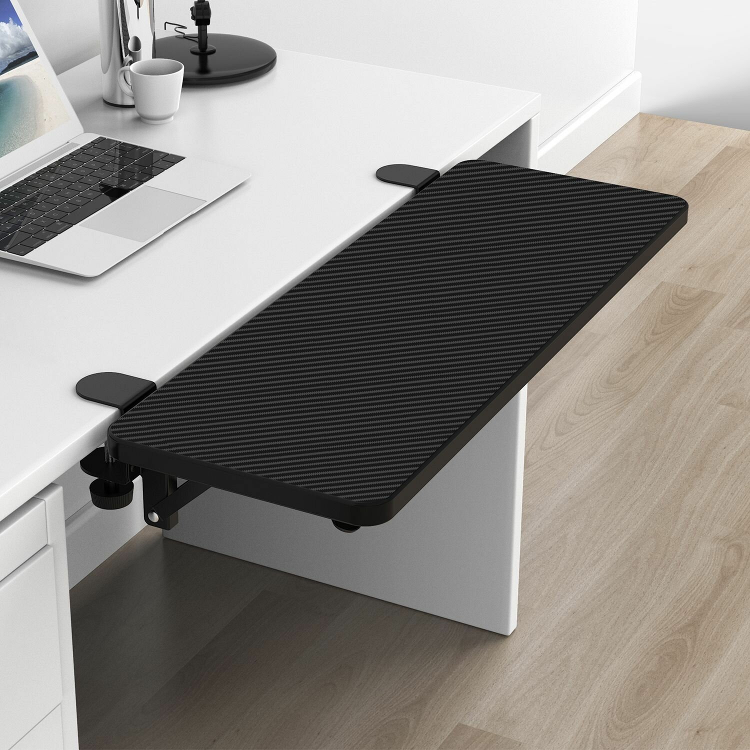 Полка для клавиатуры под стол, выдвижная полка для клавиатуры без сверления, эргономичная подставка для клавиатуры, черная